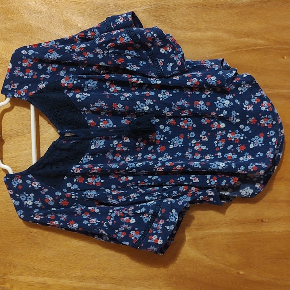 Justice | Shirts & Tops | Justice Girls Blue Floral Boho Scoop Neck ...